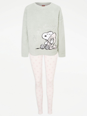 Snoopy Green Fleece Sleepy Pyjamas | Women | George at ASDA