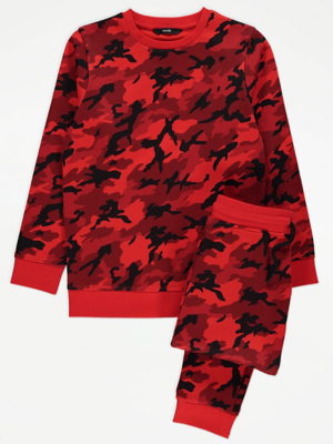 Red Camouflage Sweatshirt and Joggers Outfit | Kids | George at ASDA