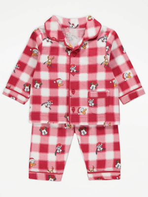 Disney Mickey Red Woven Checked Pyjamas | Baby | George at ASDA
