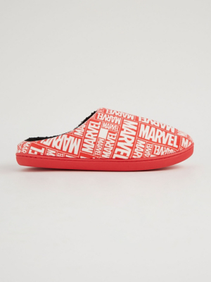 Marvel Slogan Print Red Mule Slippers | Men | George at ASDA