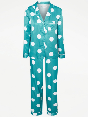 Jade Green Polka Dot Print Pyjamas | Women | George at ASDA