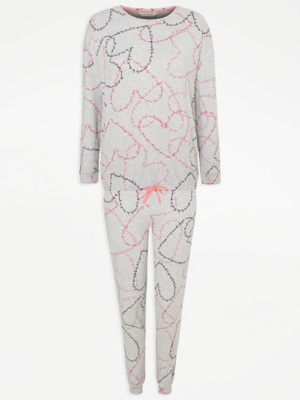 Tickled Pink Heart Print Snit Pyjamas | Women | George at ASDA