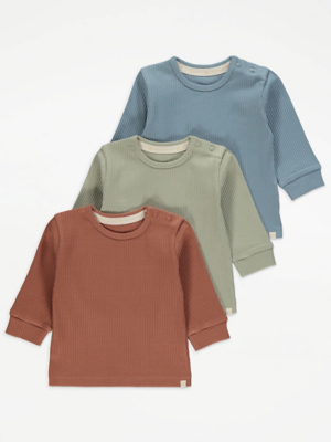 Assorted Ribbed Long Sleeve Tops 3 Pack | Baby | George at ASDA