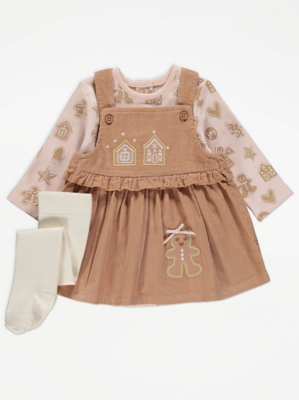 Tan Gingerbread Pinafore 3 Piece Set | Baby | George at ASDA