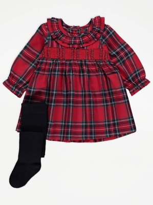 Red Checked Dress and Tights Outfit | Baby | George at ASDA