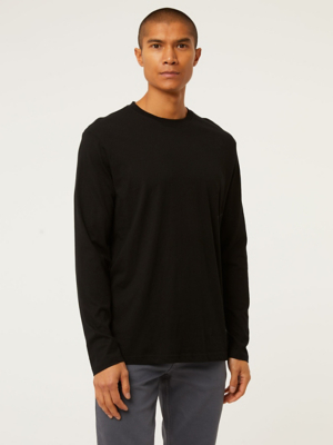 Black Plain Long Sleeve Jersey Top | Men | George at ASDA