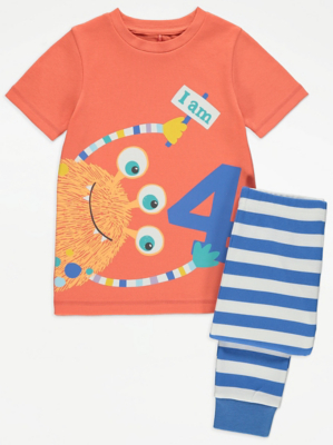Orange Monster Age 4 Birthday Pyjamas | Kids | George at ASDA