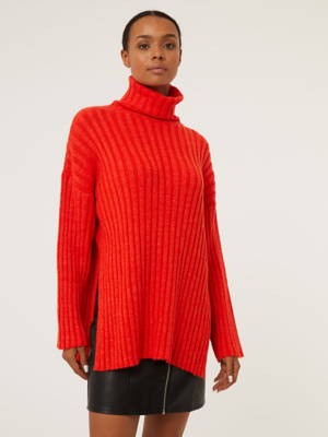 Red Roll Neck Ribbed Jumper | Women | George at ASDA