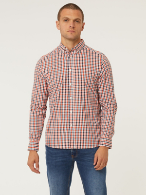 Orange Checked Long Sleeve Shirt | Men | George at ASDA