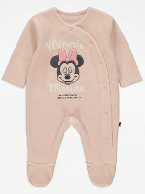 Disney Minnie Mouse Character Print Fleece Sleepsuit | Baby | George at ...