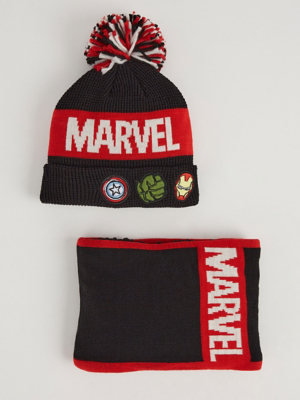 Marvel Slogan Print Bobble Hat and Snood Set | Kids | George at ASDA