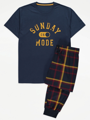 Navy Sunday Mode On Pyjamas Gift Set | Men | George at ASDA