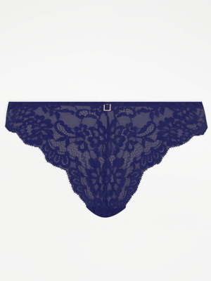 Entice Navy Velvet Lace Super High Leg | Lingerie | George at ASDA
