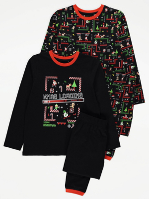 Assorted Gaming Print Christmas Pyjamas 2 Pack | Kids | George at ASDA