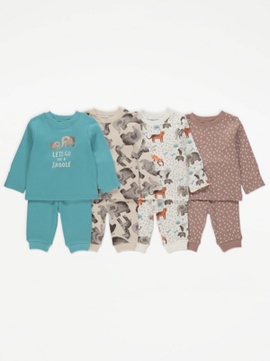 Safari Animal Print Pyjamas 4 Pack | Baby | George at ASDA