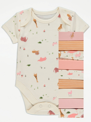 Pink Safari Animal Bodysuits 10 Pack | Baby | George at ASDA