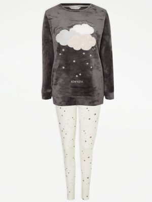 Charcoal Furry Cloud Star Pyjamas | Women | George at ASDA