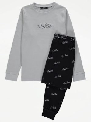 Grey Waffle Sleep Mode Pyjamas | Kids | George at ASDA