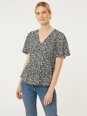 Black Floral Print Peplum Top | Sale & Offers | George at ASDA