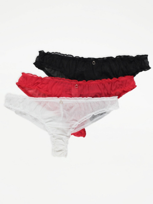 Assorted Lettuce Trim Brazilian Briefs 3 Pack | Sale & Offers | George ...