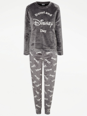 Disney Duvet Day Slogan Print Grey Fleece Pyjamas | Lingerie | George ...