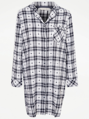 Navy Checked Button Front Nightshirt | Women | George at ASDA