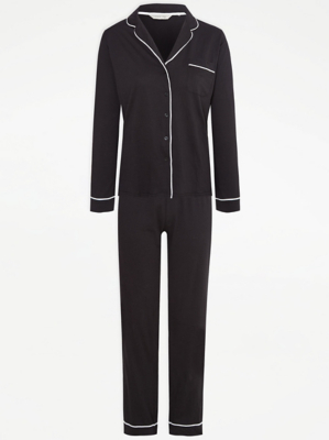 Black Piped Jersey Shirt Pyjamas Gift Set | Women | George at ASDA