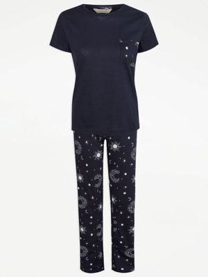 Navy Star and Moon Jersey Pyjamas Gift Set | Women | George at ASDA