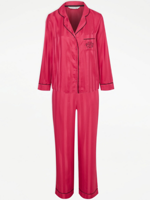 Pink Satin Striped Shirt Pyjamas | Women | George at ASDA