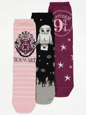 Harry Potter Hogwarts Print Socks 3 Pack | Women | George at ASDA