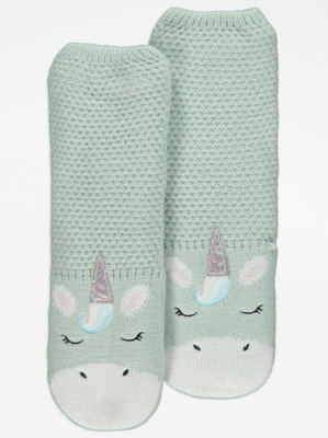 Unicorn Fleece Lined Slipper Socks With Grip Soles | Sale & Offers ...