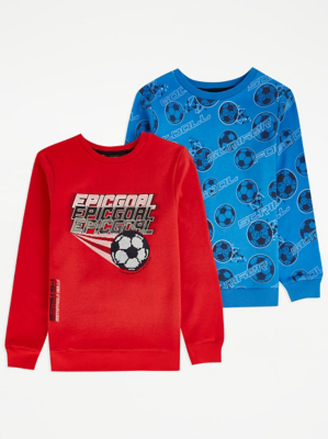 Football Epic Goal Long Sleeve Tops 2 Pack | Kids | George at ASDA