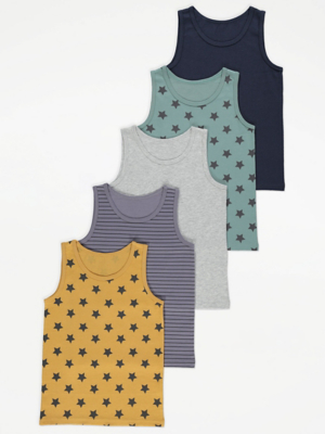 Assorted Striped Basic Vests 5 Pack | Kids | George at ASDA