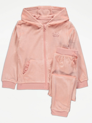 Pink Princess Velour Jacket and Joggers Outfit | Kids | George at ASDA