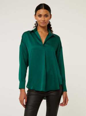 Green Satin V Neck Tunic | Women | George at ASDA