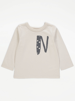 Stone Alphabet Letter N Spot Long Sleeve Top | Sale & Offers | George ...