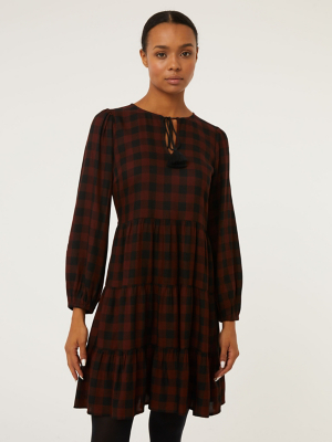 Red Checked Tiered Mini Dress | Women | George at ASDA