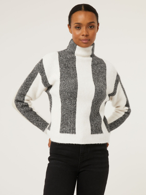 Grey Striped Roll Neck Jumper | Women | George at ASDA