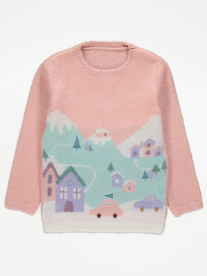 Pink Christmas Scene Knitted Jumper | Kids | George at ASDA