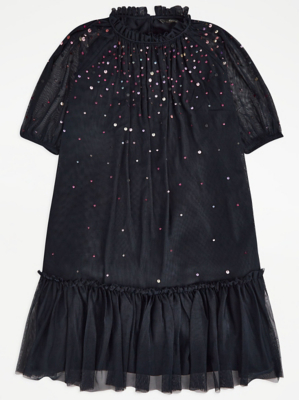 Navy Mesh Sequin Dress | Kids | George at ASDA