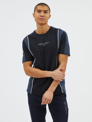 Black Studio District Panelled T-Shirt | Men | George at ASDA