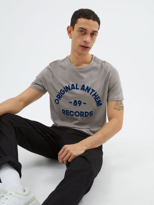 Grey Original Anthem Records Slogan Print T-Shirt | Men | George at ASDA