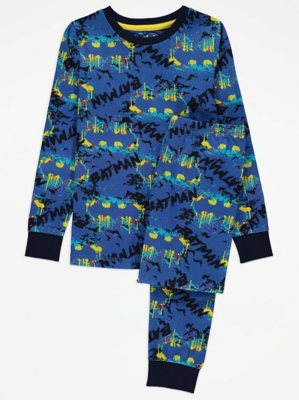 Batman Logo Paint Drip Blue Pyjamas | Kids | George at ASDA