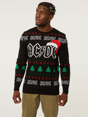 ACDC Band Black Santa Hat Christmas Jumper | Men | George at ASDA