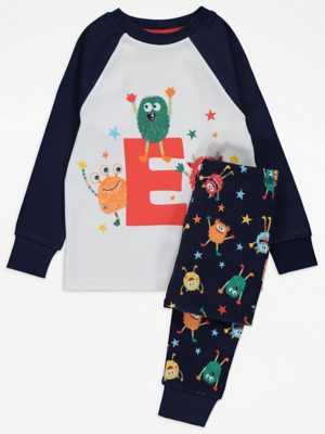 Navy Monster Letter E Alphabet Pyjamas | Sale & Offers | George at ASDA