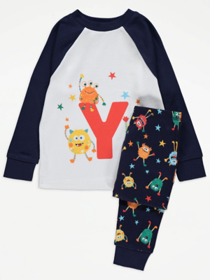 Navy Monster Letter Y Alphabet Pyjamas | Kids | George at ASDA
