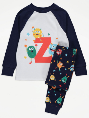 Navy Monster Letter Z Alphabet Pyjamas | Sale & Offers | George at ASDA