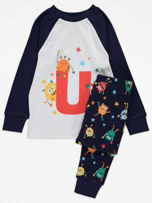 Navy Monster Letter U Alphabet Pyjamas | Kids | George at ASDA