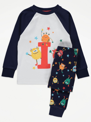 Navy Monster Letter I Alphabet Pyjamas | Sale & Offers | George at ASDA