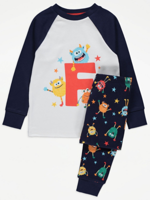 Navy Monster Letter F Alphabet Pyjamas | Kids | George at ASDA